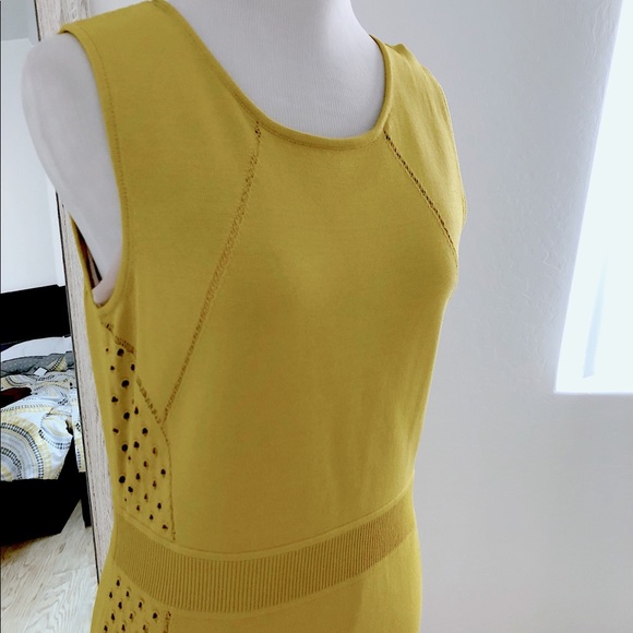 Calvin Klein | Dresses | Calvin Klein Chartreuse Yellow Knit Dress ...